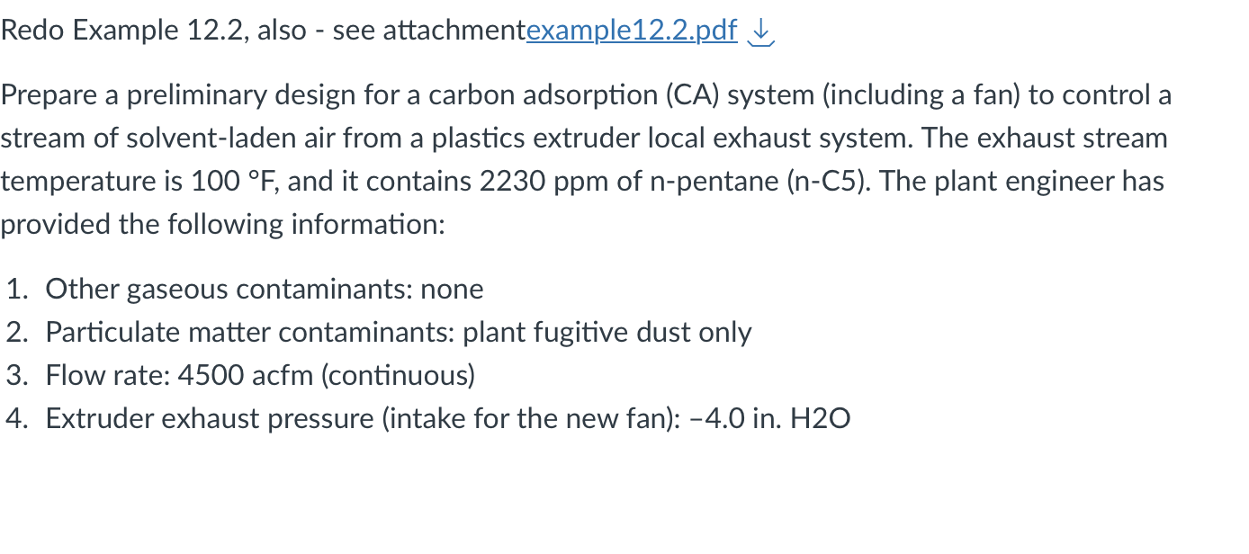 Solved Redo Example 12.2, also - see | Chegg.com
