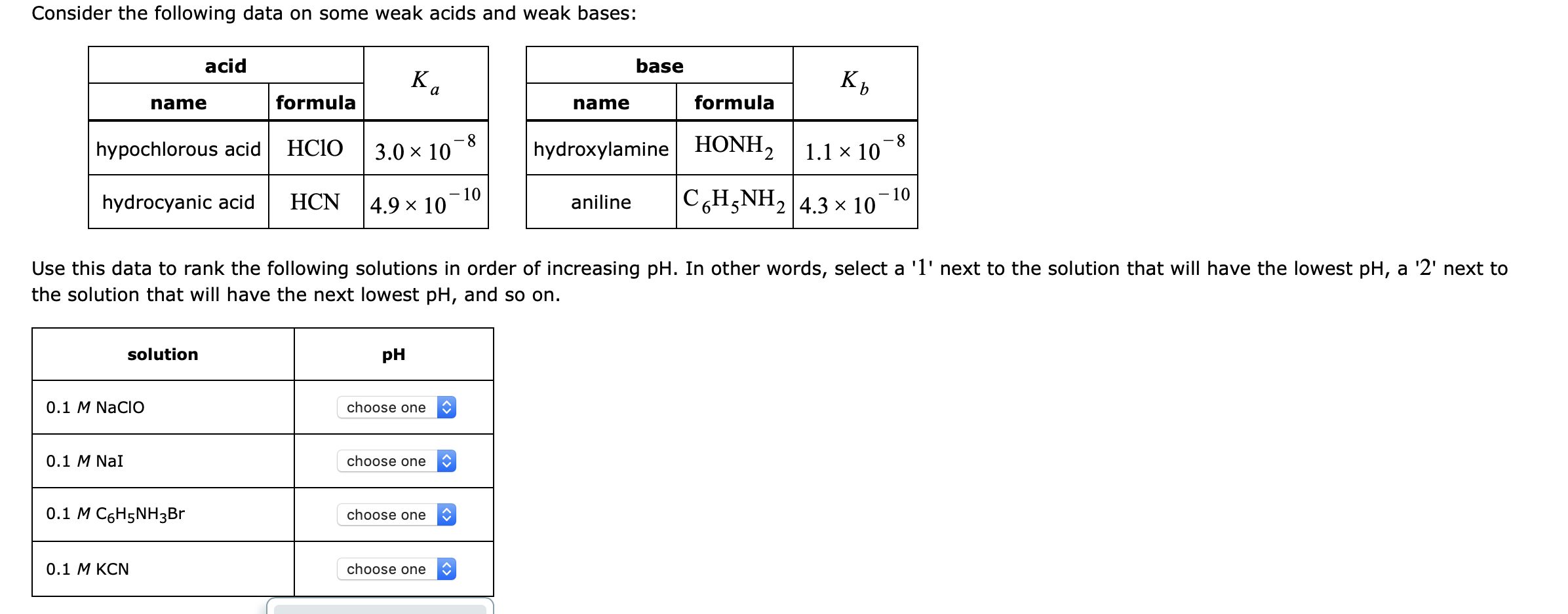 Solved Consider the following data on some weak acids and | Chegg.com