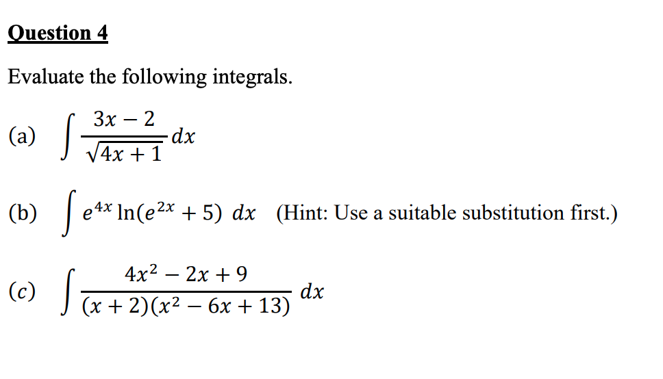 Question 4Evaluate the following | Chegg.com