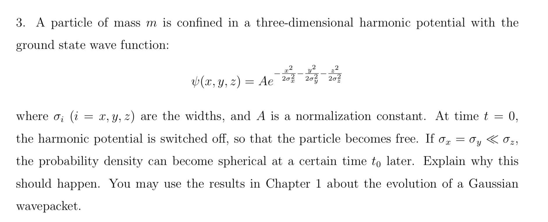 Solved 3. A particle of mass m is confined in a | Chegg.com