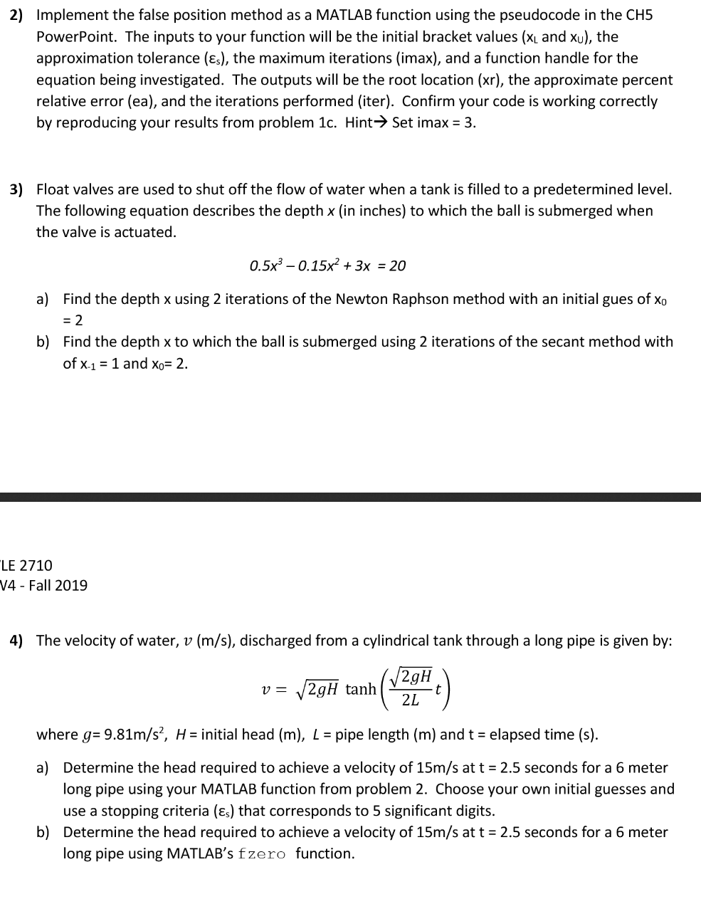 2) Implement the false position method as a MATLAB | Chegg.com