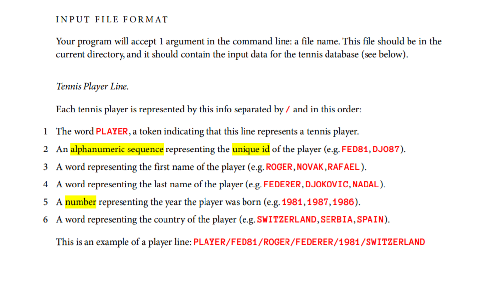 Solved INPUT FILE FORMAT Your program will accept 1 argument | Chegg.com