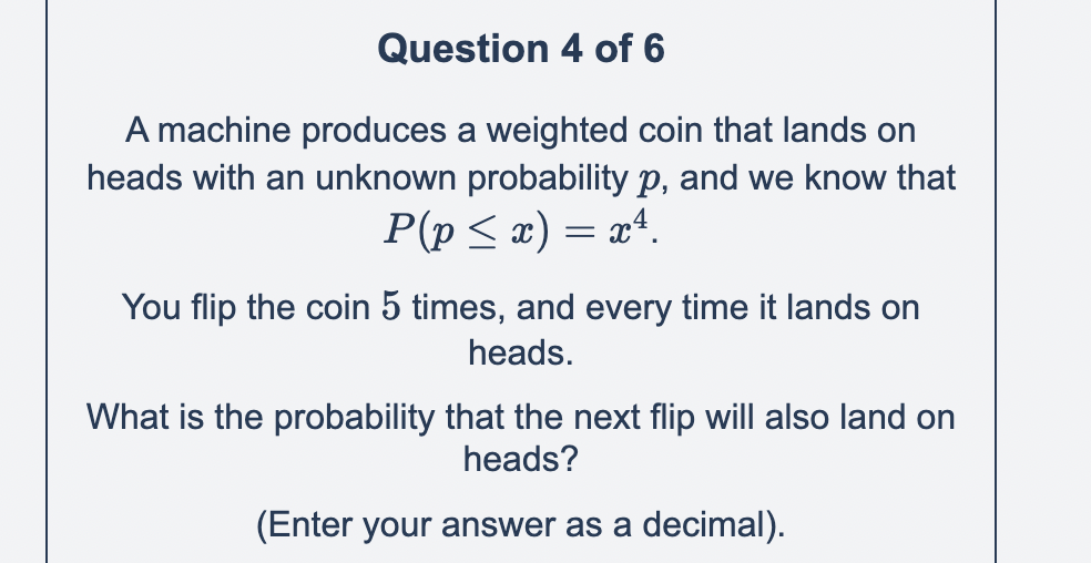 Solved A machine produces a weighted coin that lands on | Chegg.com