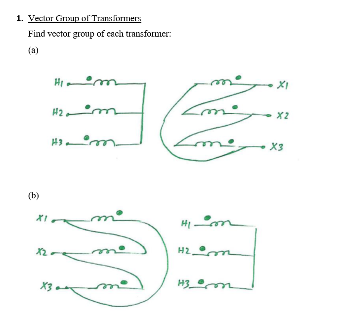 Solved 1. Vector Group of Transformers Find vector group of | Chegg.com