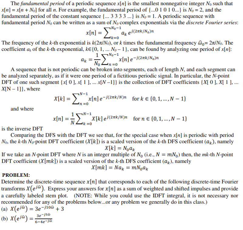 Solved The Fundamental Period Of A Periodic Sequence X[n] Is