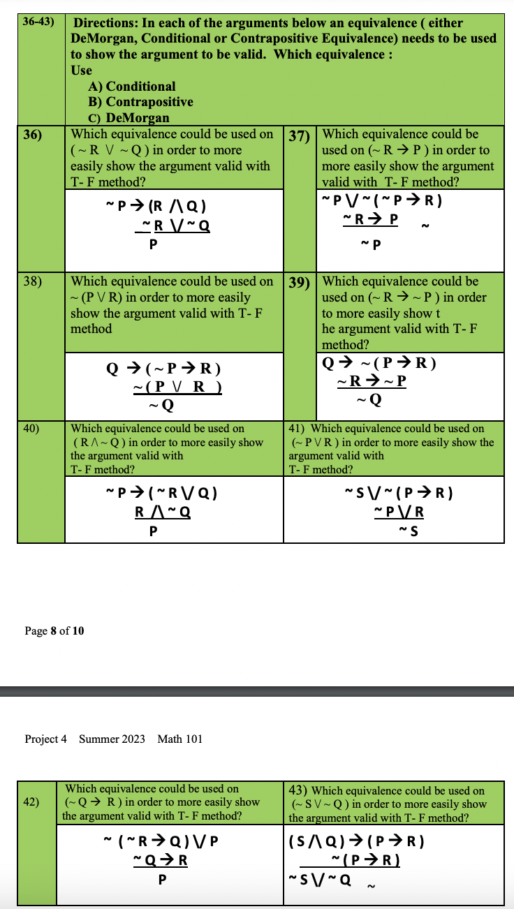 Solved \begin{tabular}{|l|l|} \hline 36-43) & Directions: In | Chegg.com