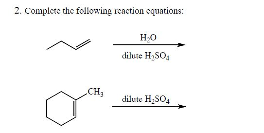Solved 2. Complete the following reaction equations: HO | Chegg.com