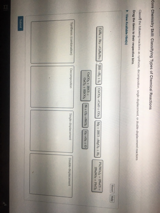 Solved Core Chemistry Skill: Classifying Types of Chemical | Chegg.com