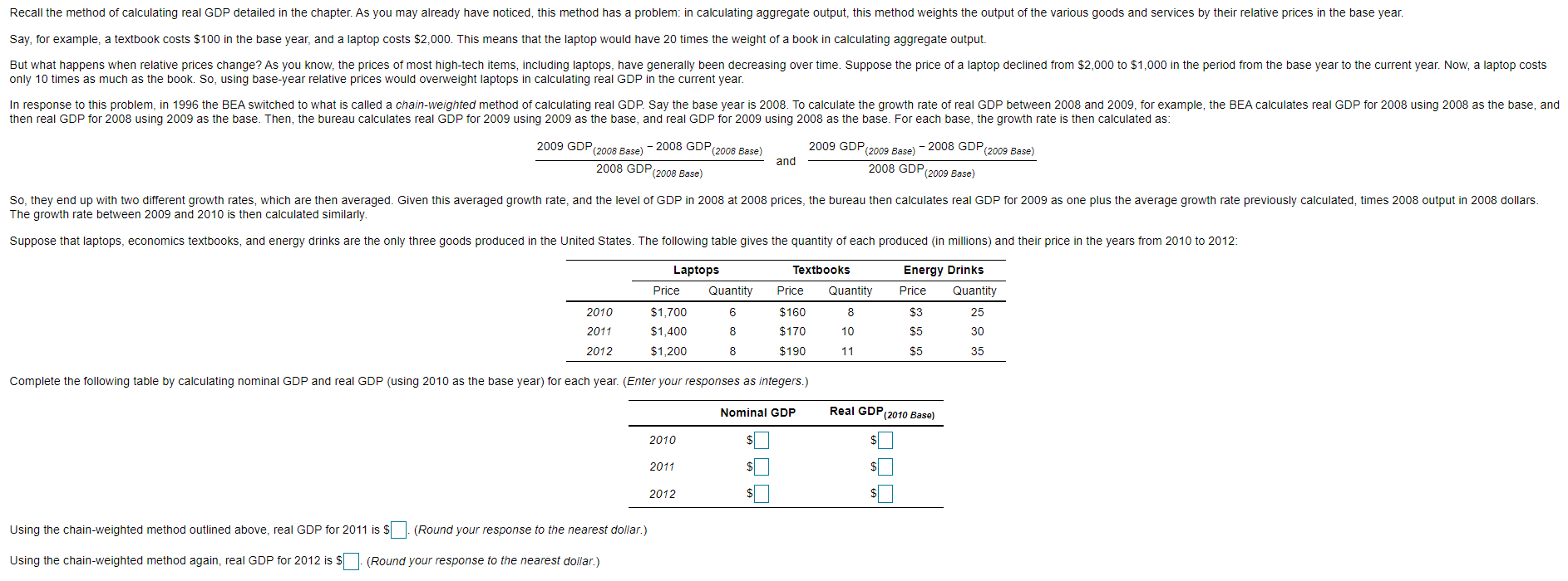 Solved Recall the method of calculating real GDP detailed in | Chegg.com