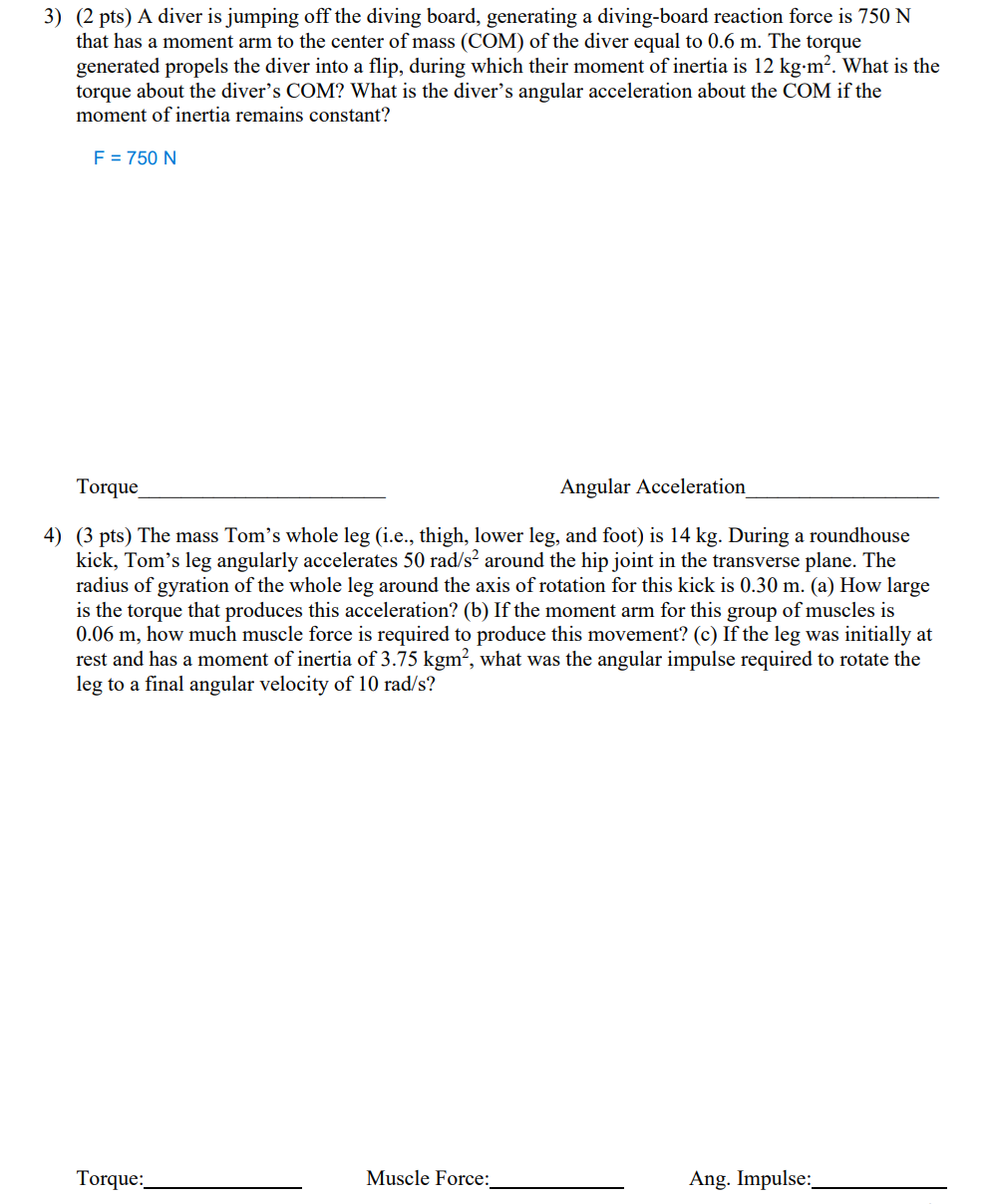 Solved 3) (2 pts) A diver is jumping off the diving board, | Chegg.com