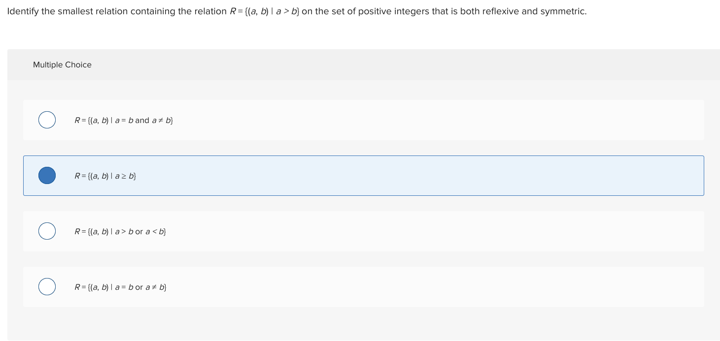 Solved Identify the smallest relation containing the | Chegg.com