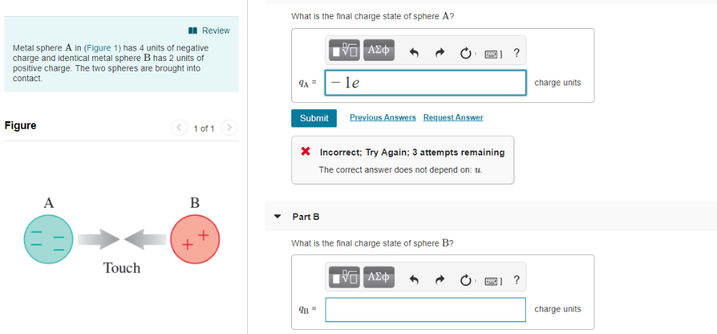 Solved What is the final charge state of sphere A? I Review | Chegg.com