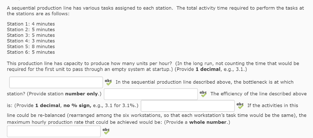Solved A sequential production line has various tasks | Chegg.com