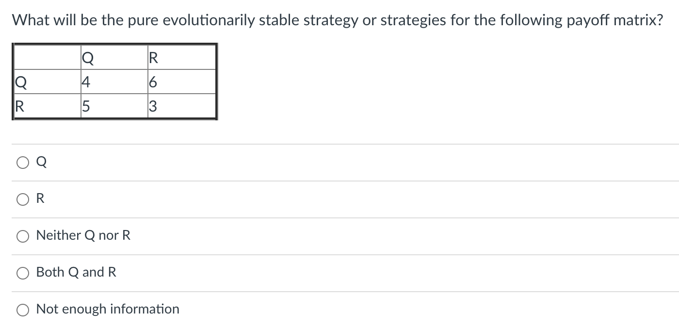 What will be the pure evolutionarily stable strategy | Chegg.com