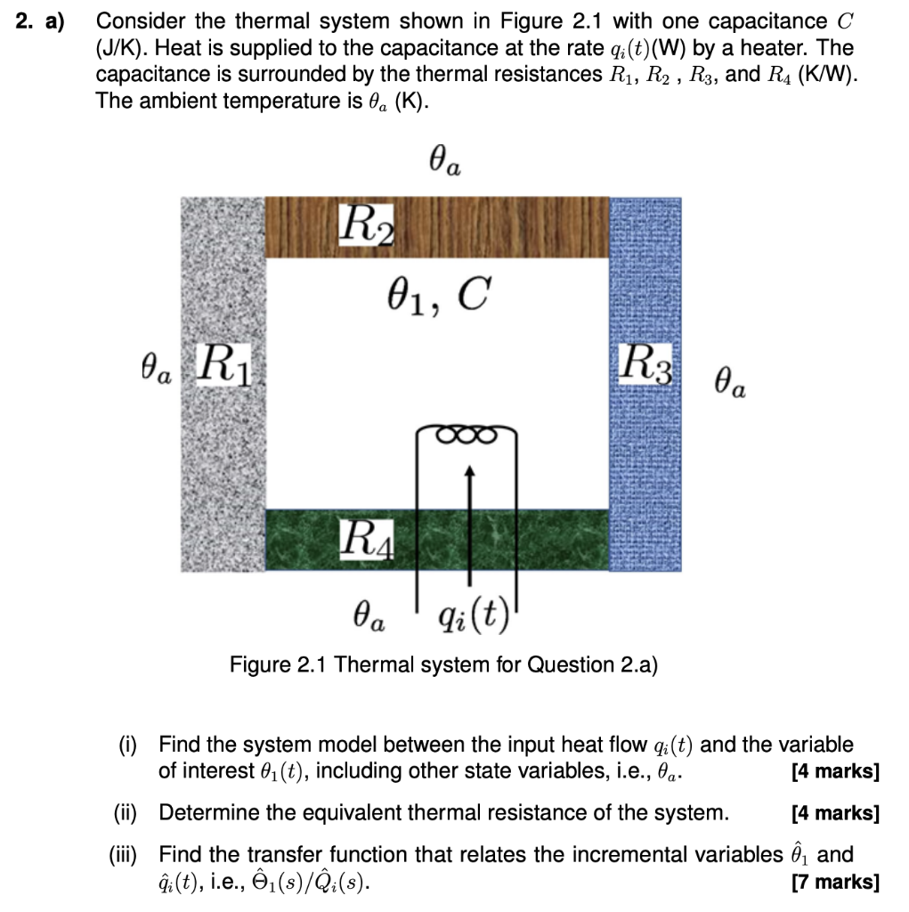 Solved 2. a) Consider the thermal system shown in Figure 2.1 | Chegg.com