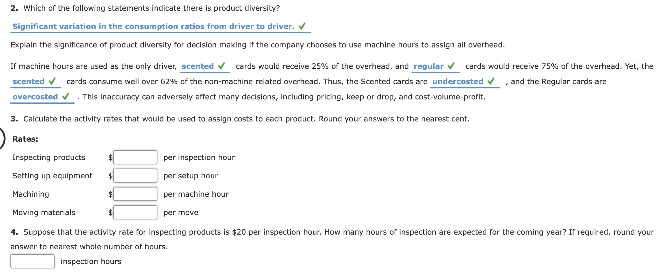 Solved Consumption Ratios; Activity Rates Saludable Company | Chegg.com