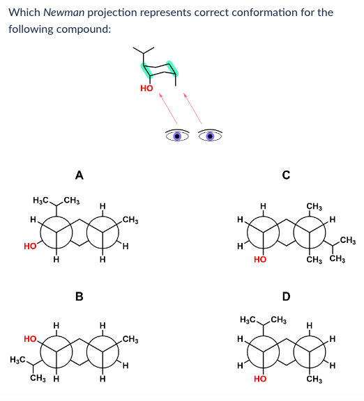 Solved Which Newman projection represents correct | Chegg.com