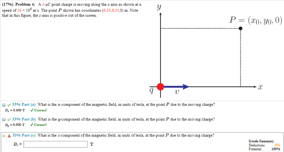 Solved (17\%) Problem 4: A 3−μC point charge is moving along | Chegg.com