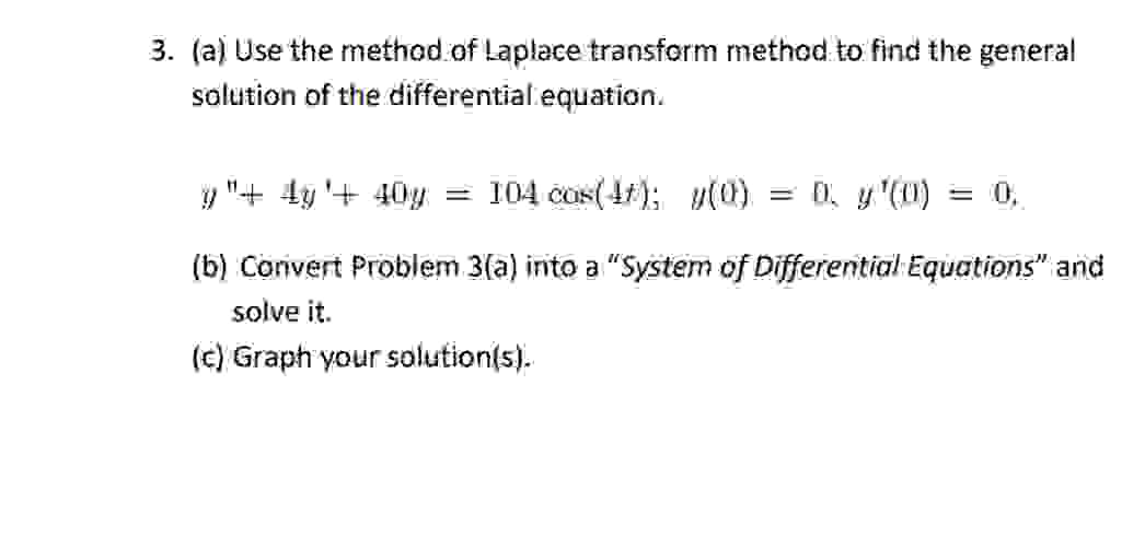 Solved (a) ﻿Use the method of Laplace transform method to | Chegg.com