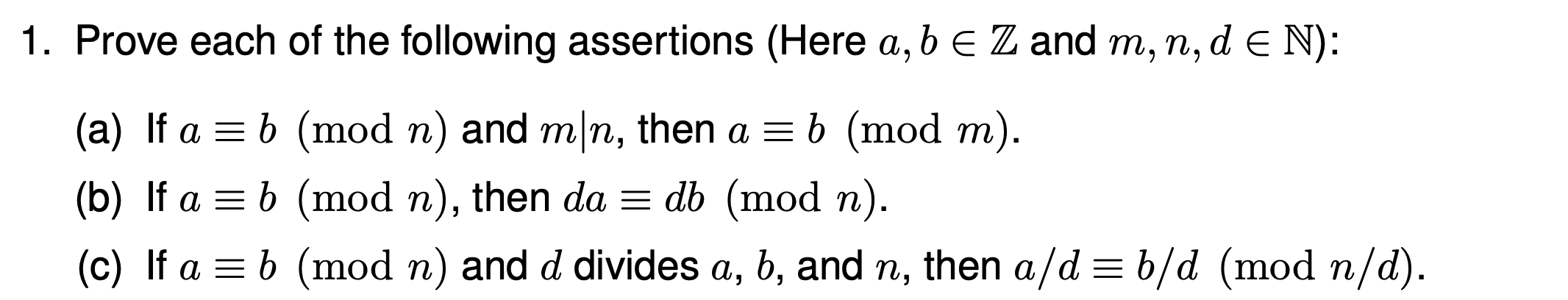 Solved 1. Prove each of the following assertions (Here a,b∈Z | Chegg.com