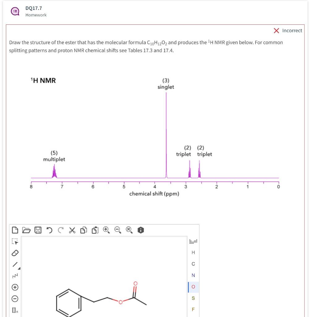 Solved DQ17.7 Homework Draw the structure of the ester that | Chegg.com