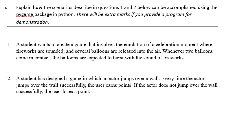 Solved i. ﻿Explain how the scenarios describe in questions 1 | Chegg.com
