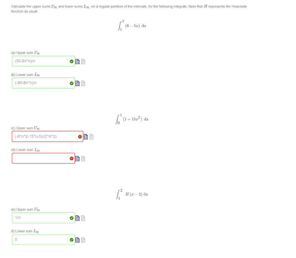Solved Calculate the upper sums Unand lower sums Ln, on a | Chegg.com