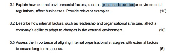 Solved 3.1 ﻿Explain how external environmental factors, such | Chegg.com