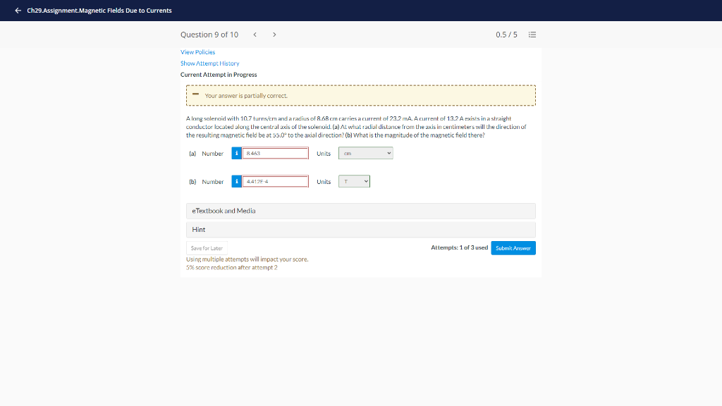 Solved + Ch29.Assignment. Magnetic Fields Due to Currents | Chegg.com