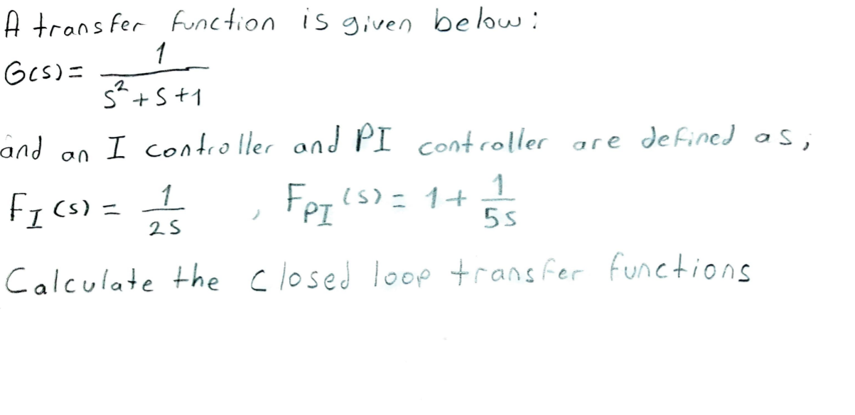 Solved A transfer function is given below: 1 GCS) s²-st1 and | Chegg.com