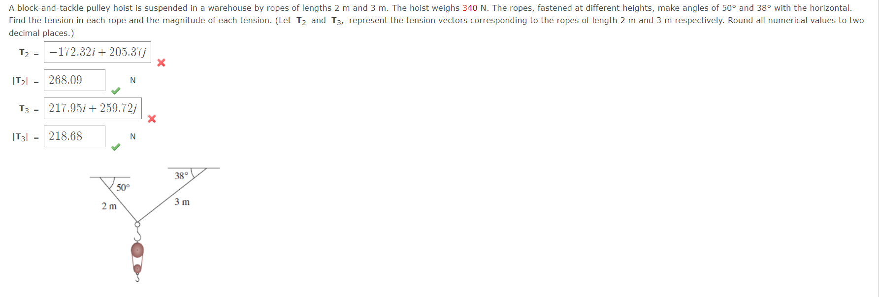 Solved A block-and-tackle pulley hoist is suspended in a | Chegg.com
