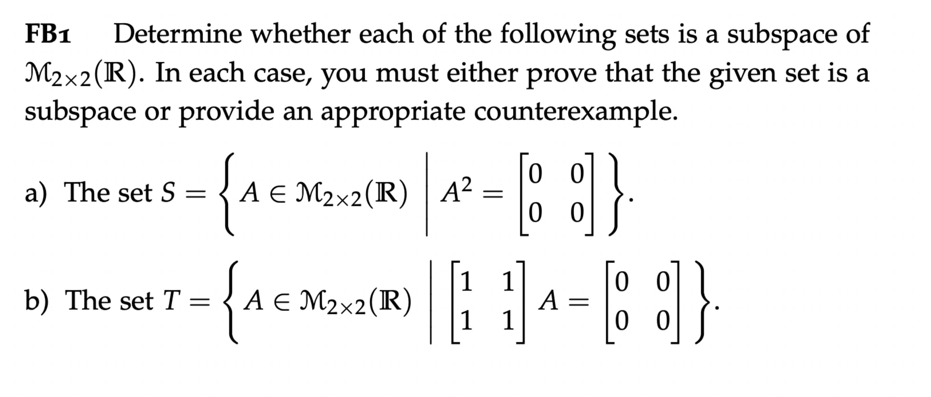 Solved FB1 ﻿Determine whether each of the following sets is | Chegg.com