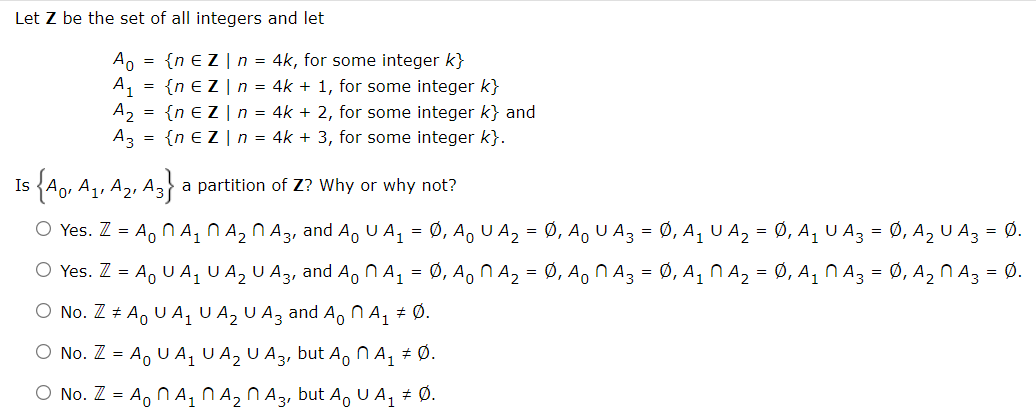 Solved Let Z be the set of all integers and let | Chegg.com