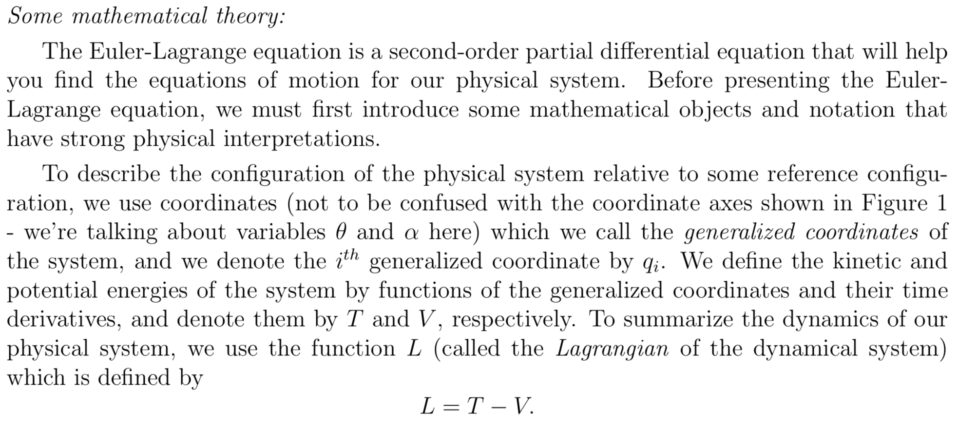 Some mathematical theory: The Euler-Lagrange equation | Chegg.com