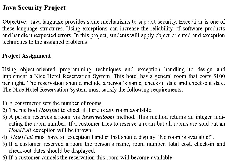 Solved Java Security Project Objective: Java language | Chegg.com