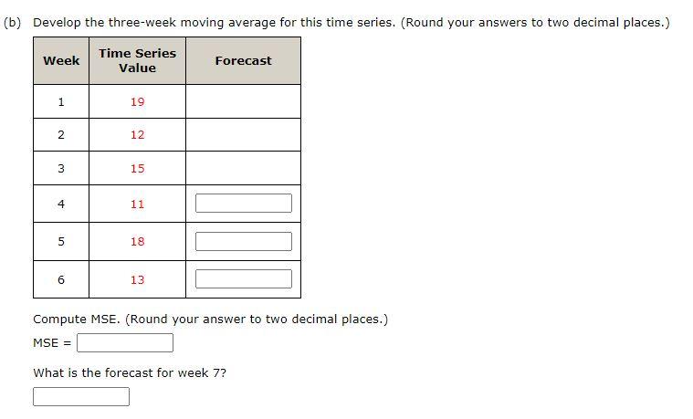 Solved What is the forecast for week 7 ? | Chegg.com