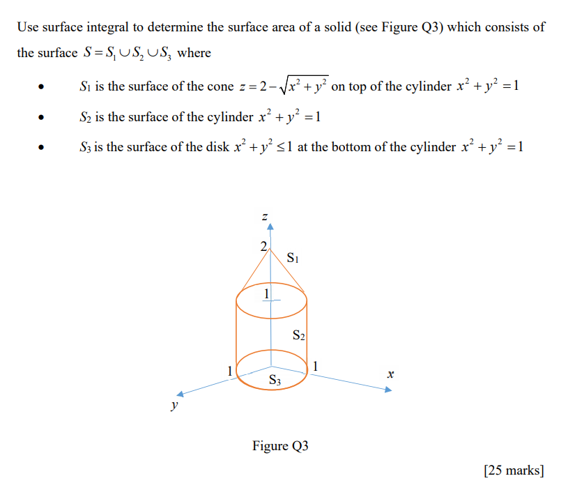 Solved Use surface integral to determine the surface area of | Chegg.com