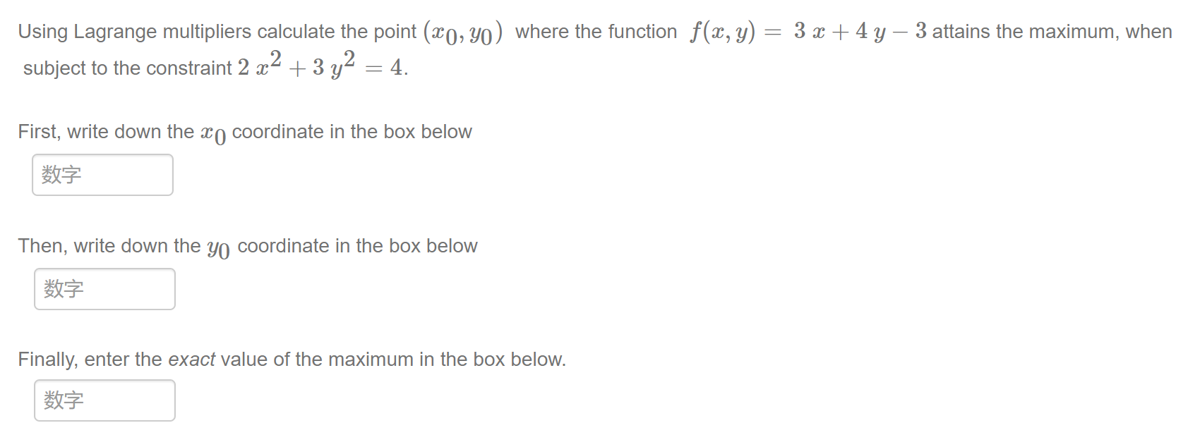 Solved Using Lagrange multipliers calculate the point | Chegg.com