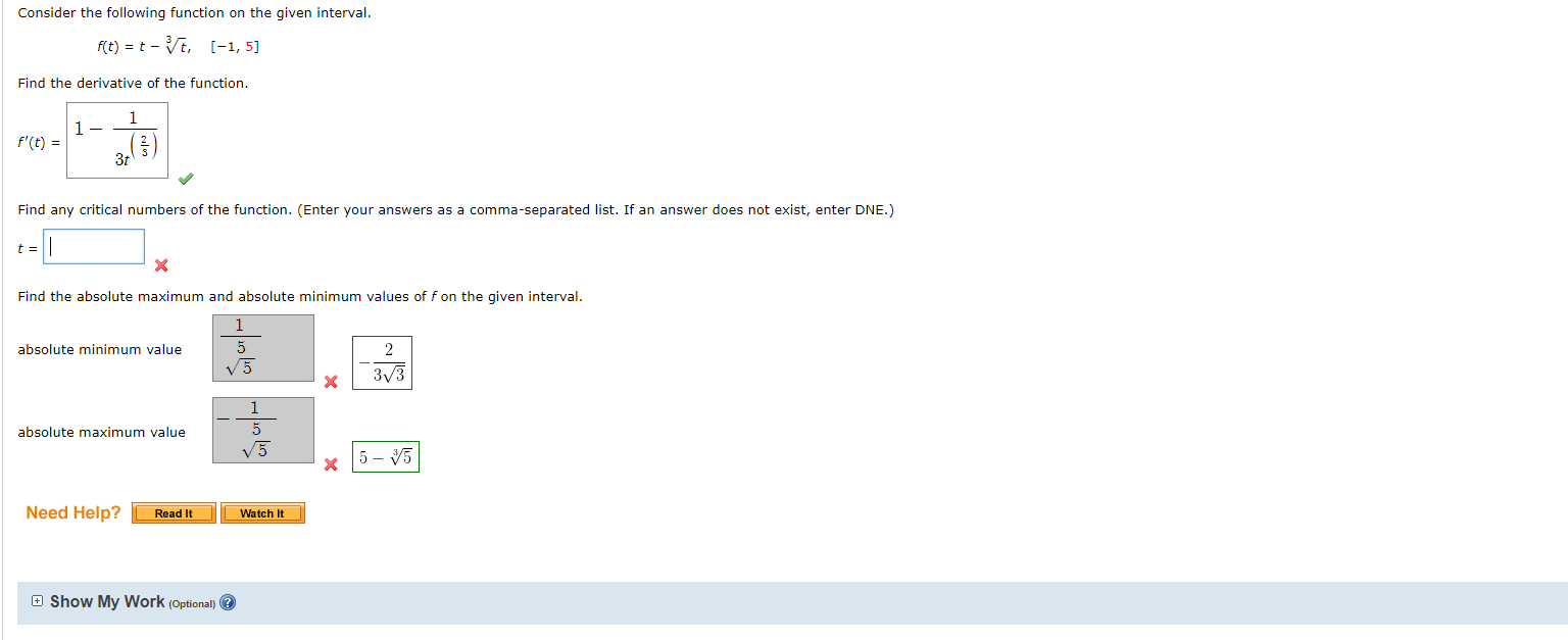 Solved Consider the following function on the given | Chegg.com
