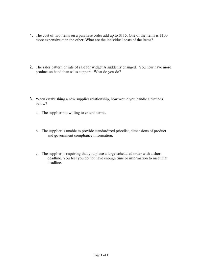 Solved 1. You are working on a purchase order for one of | Chegg.com