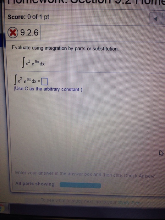 Solved Evaluate using integration by parts or substitution. | Chegg.com