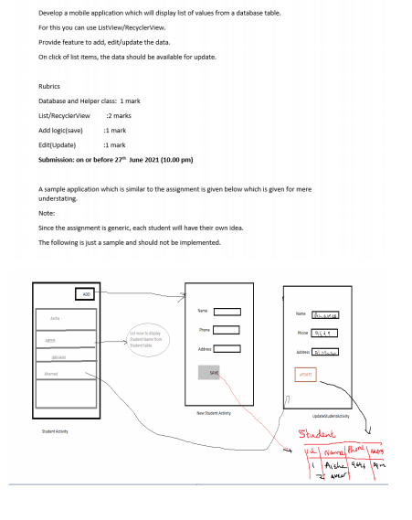 Develop a mobile application which will display list | Chegg.com