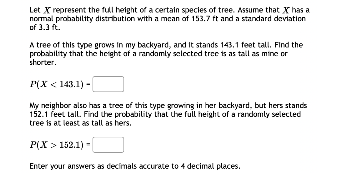 Solved Let X represent the full height of a certain species | Chegg.com