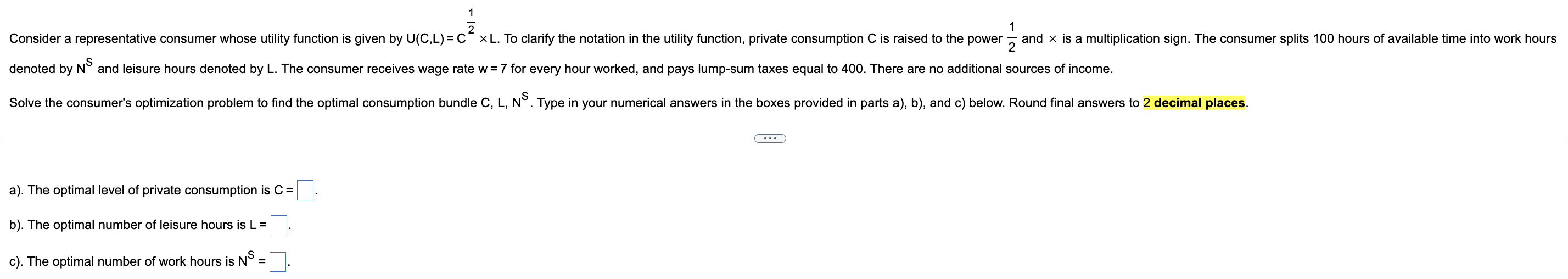 Solved 1 1 2 Consider a representative consumer whose | Chegg.com
