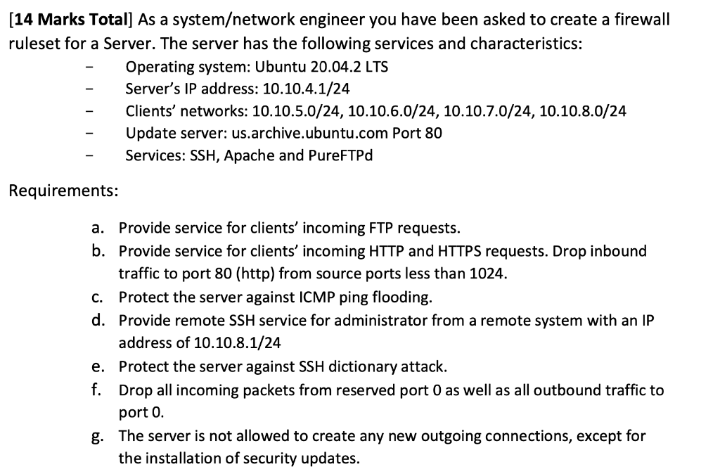 Solved Create a firewall policy table using the information | Chegg.com