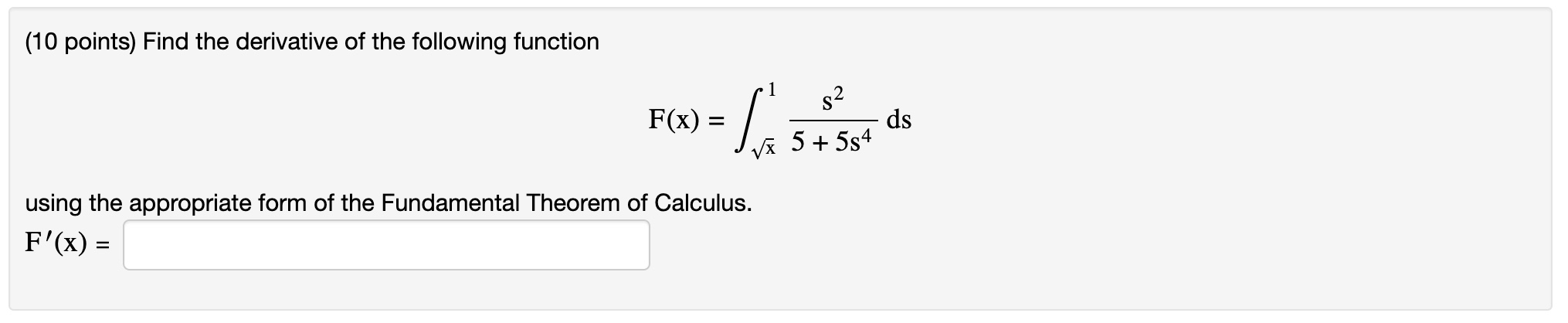 Solved (10 points) Find the derivative of the following | Chegg.com