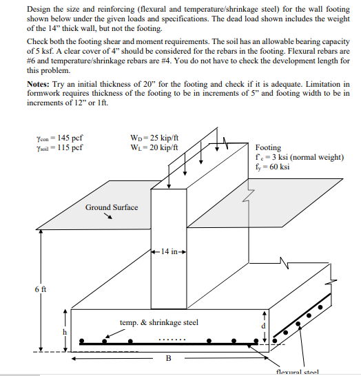 Solved Design the size and reinforcing (flexural and | Chegg.com