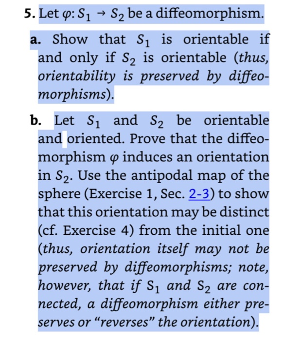 Solved 5. Let S1-S2 be a diffeomorphism a. Show that St is | Chegg.com