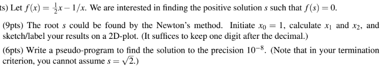 Solved s) Let f(x)=21x−1/x. We are interested in finding the | Chegg.com