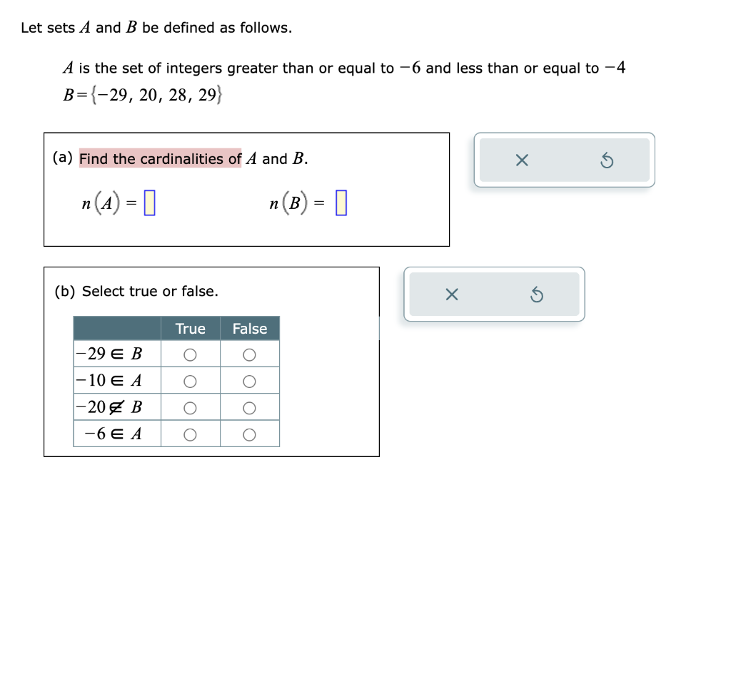 Solved A is the set of integers greater than or equal to - 6 | Chegg.com